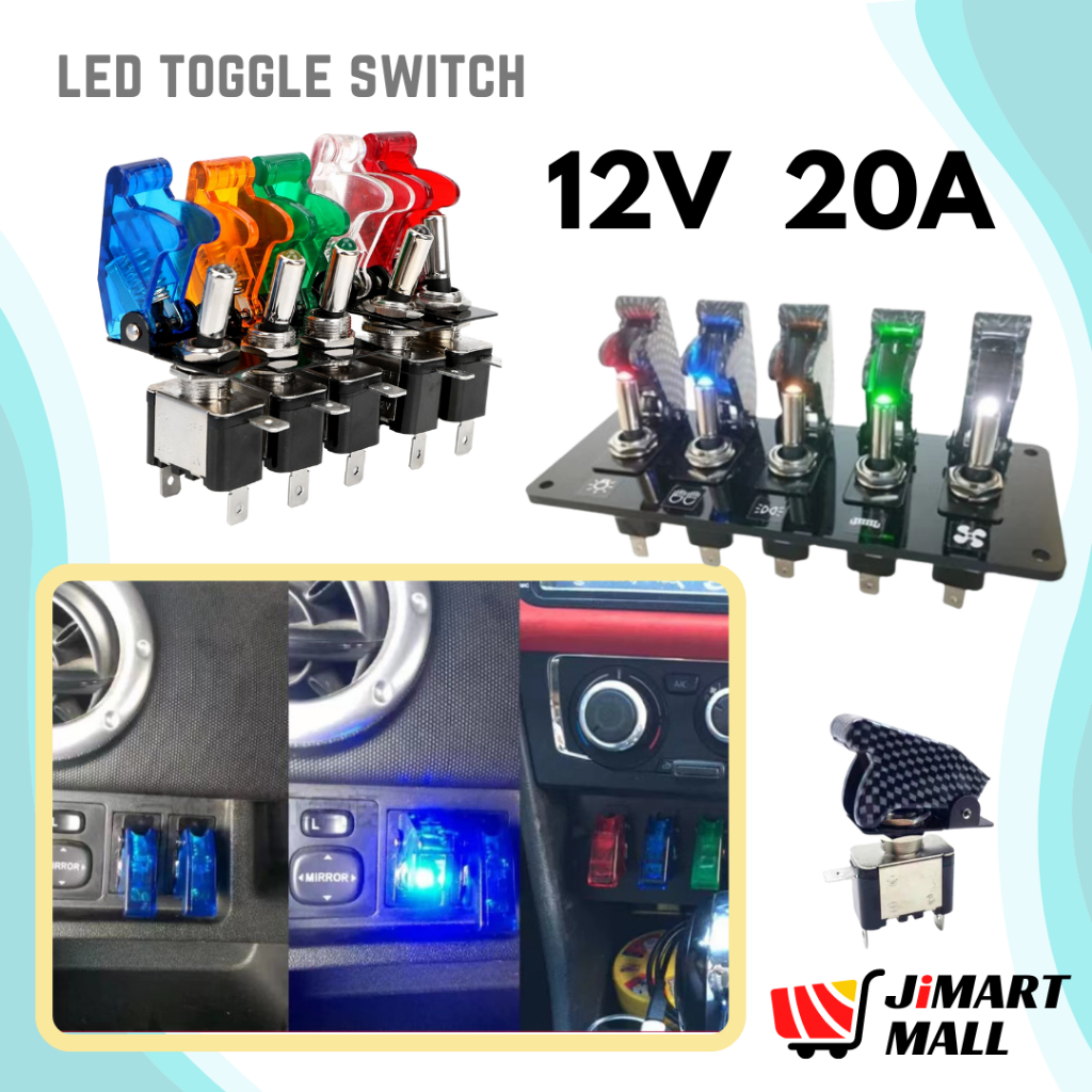 1PC LED TOGGLE SWITCH 12V 20A ON OFF Control Spotlight Car Fog Lamp ...