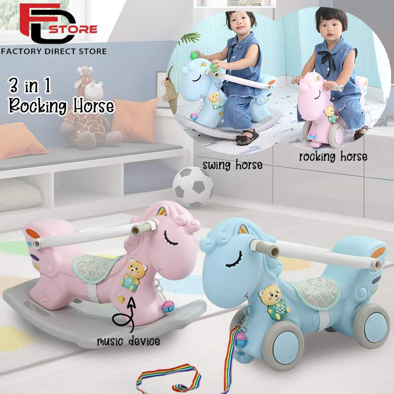 GGB 3 in 1 Mainan Kuda Goyang Rocking Horse with Wheel and Music Device ...