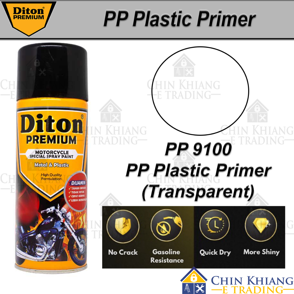 Diton PP9100 Plastic Primer Transparent Plastik Primer Spray Paint ...