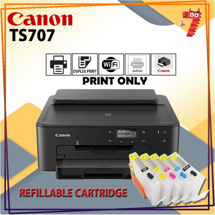 CANON PIXMA TS707A Wireless Printer With Empty Refillable Ink TS-707A ...