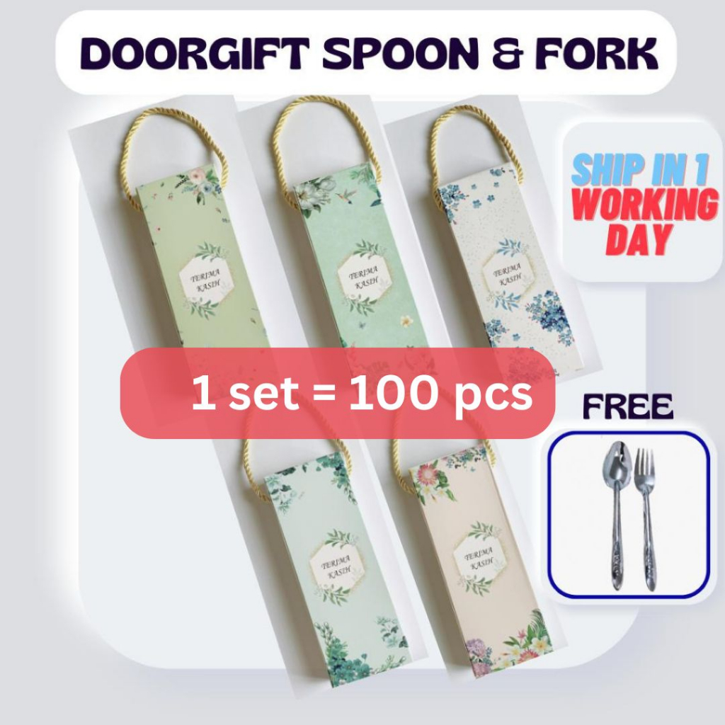 PROMO 100Set Doorgift Sudu dan Garpu, Doorgift majlis, goodies kahwin, door gift murah door gift ...
