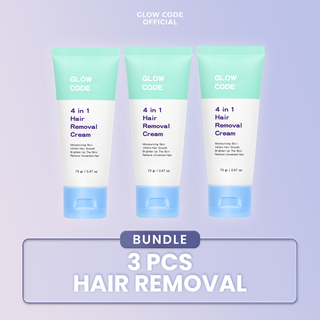 Bundle 3pcs Glow Code 4in1 Hair Removal Cream, Inhibit, Brighten Up ...