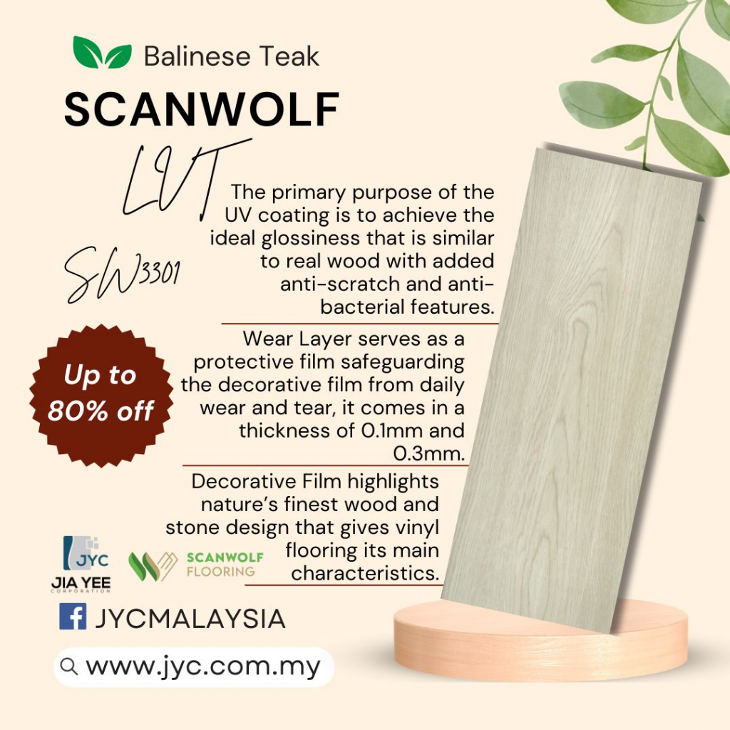 JYC FLOOR BOARD SCANWOLF LVT LAMINATE VINYL 3mm GLUE (CLEARANCE STOCK ...
