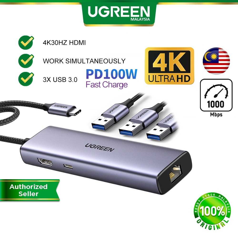 UGREEN 7 IN 1 USB C Hub 4K 60Hz HDMI Ethernet USB 3.0 Port PD 100W TF SD Card Reader Adapter ...