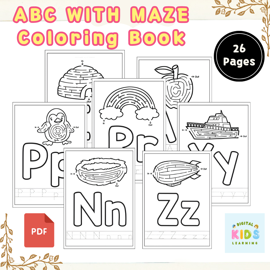 [PDF] Soft copy Printable ABC alphabet coloring book with mazes for ...
