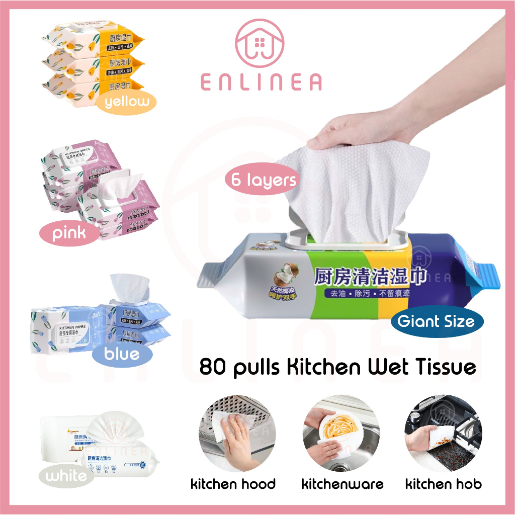 Kitchen Wet tissue 80pcs Giant Tisu dapur basah kitchen Cleaning Wipes ...