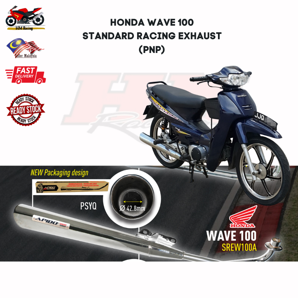HONDA WAVE100 W100 WAVE 100 EX5 CLASS - STD RACING EXHAUST EKZOS BIG HOLE OPEN RACING EZOS ...