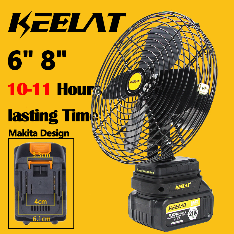 KEELAT 6/ 8/10 Inch Portable Camping Fan Cordless Rechargeable Fan ...