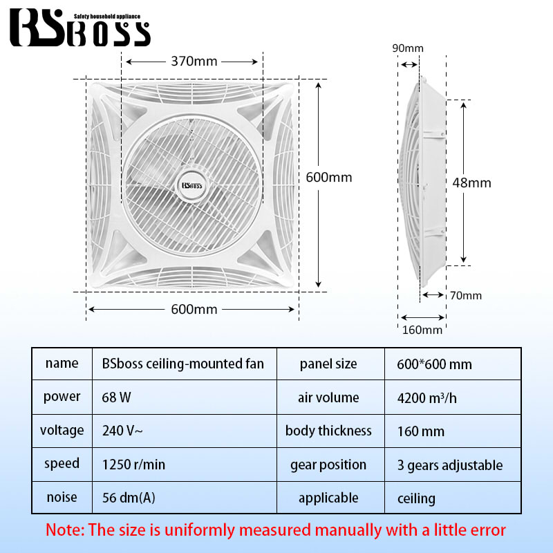 BSBOSS Ceiling Fan Recessed Mounted Surface 360 Degree Circulating Air ...
