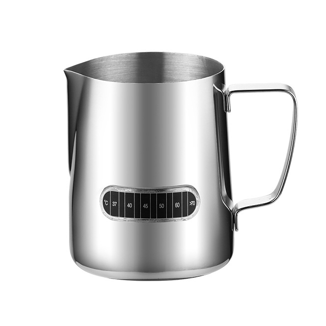 Stainless Steel Milk Frothing Pitcher With Integrated Thermometer, 350/600ml Milk Coffee ...