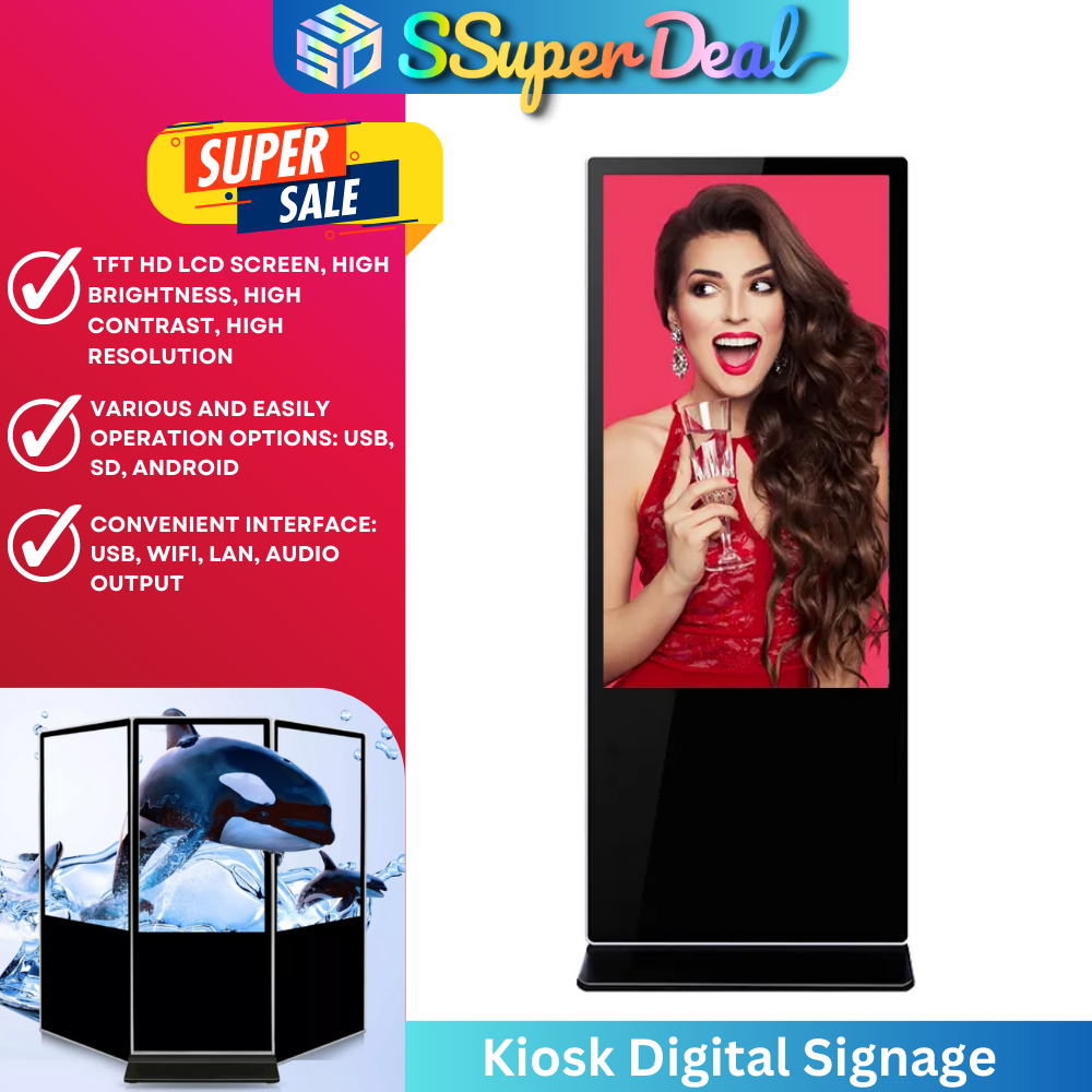 Digital Signage 65 Inch Floor Standee Display 43" / 50" / 55" / 65" LCD ...