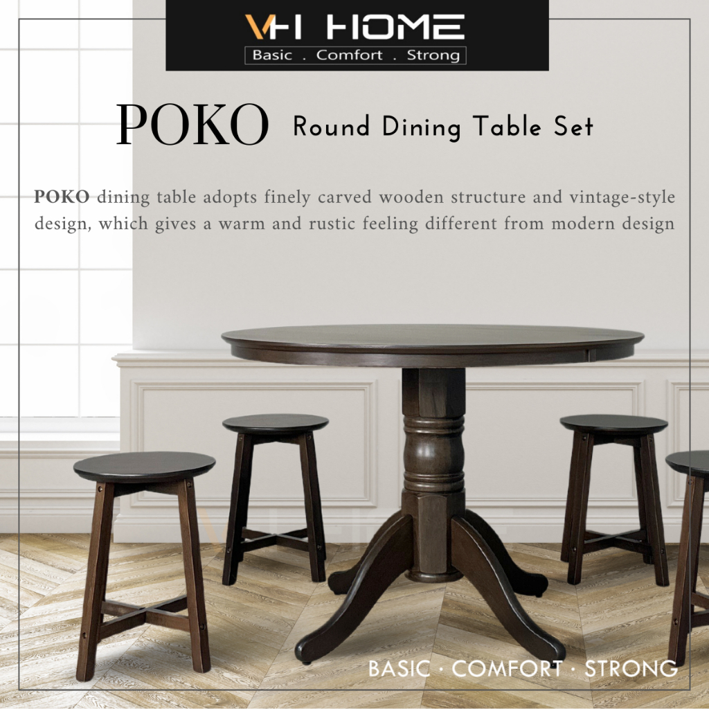 POKO Round Dining Table With Stools Special Modern Design Meja Makan ...