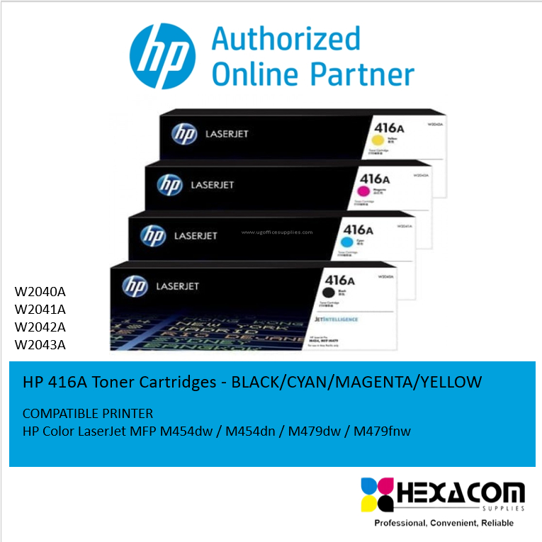 HP 416A Toner Cartridges - Black/Cyan/Magenta/Yellow W2040A/W2041A ...