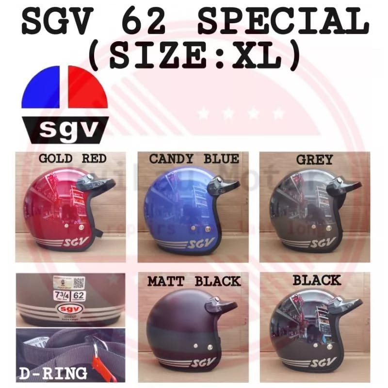 100% ORI} SGV 62 ITALIA TRENDY HELMET SPECIAL 62 SIZE XL D RING TALI ...