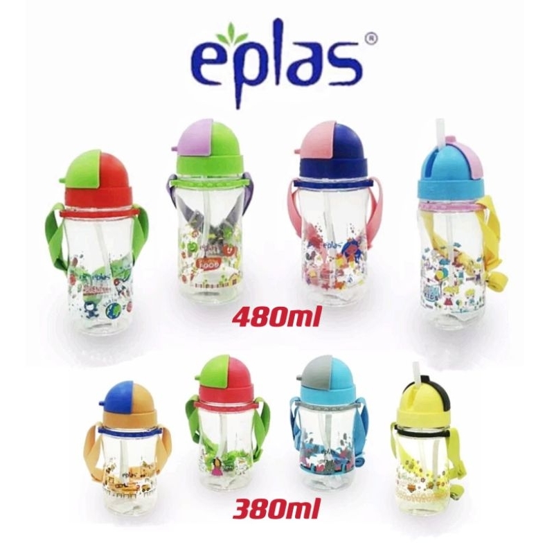 Eplas Kids Water Bottle With Straw Removable Strip 380ml / 480ml | Shopee Malaysia