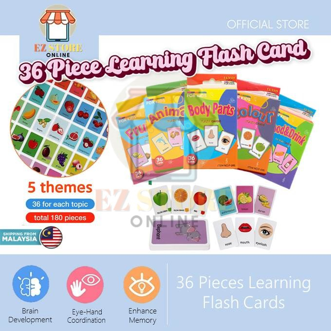 EZSTOREONLINE 36 Pieces Double Sided Educational Flash Card Cognitive ...