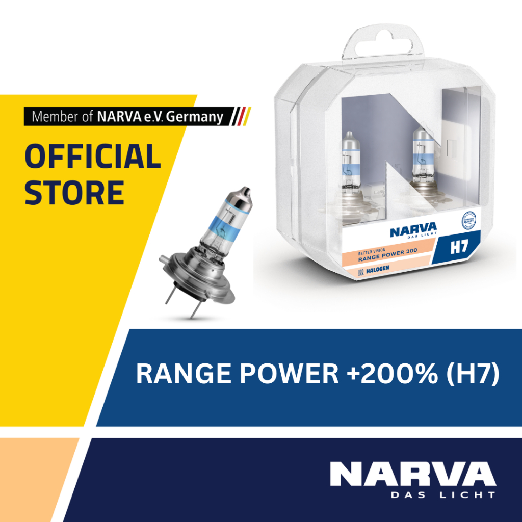 NARVA Germany H7 Range Power +200% Brightness Halogen Headlight Bulb ...