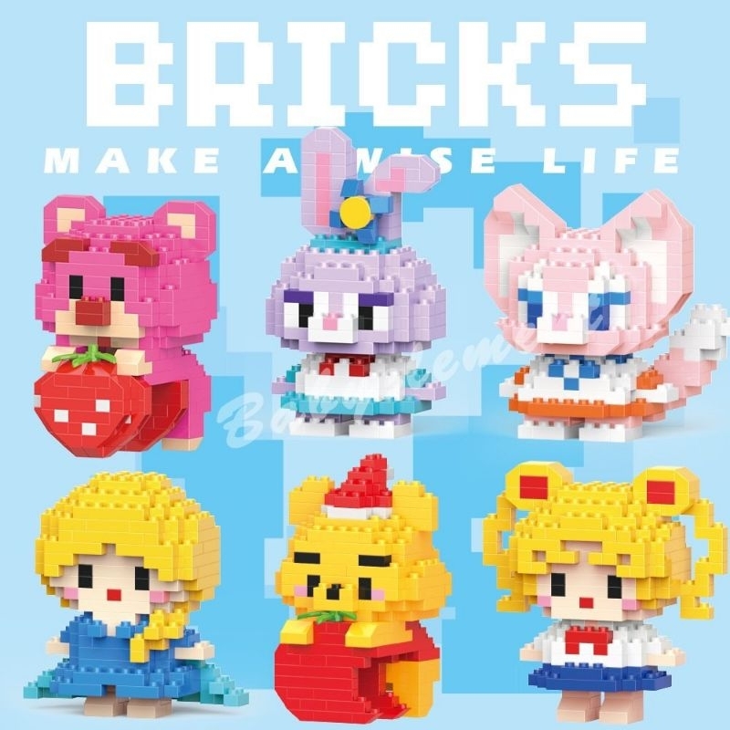 Nano Blocks Cartoon doll Building Blocks Pooh Bear Disney Sanrio SpongeBob | Shopee Malaysia