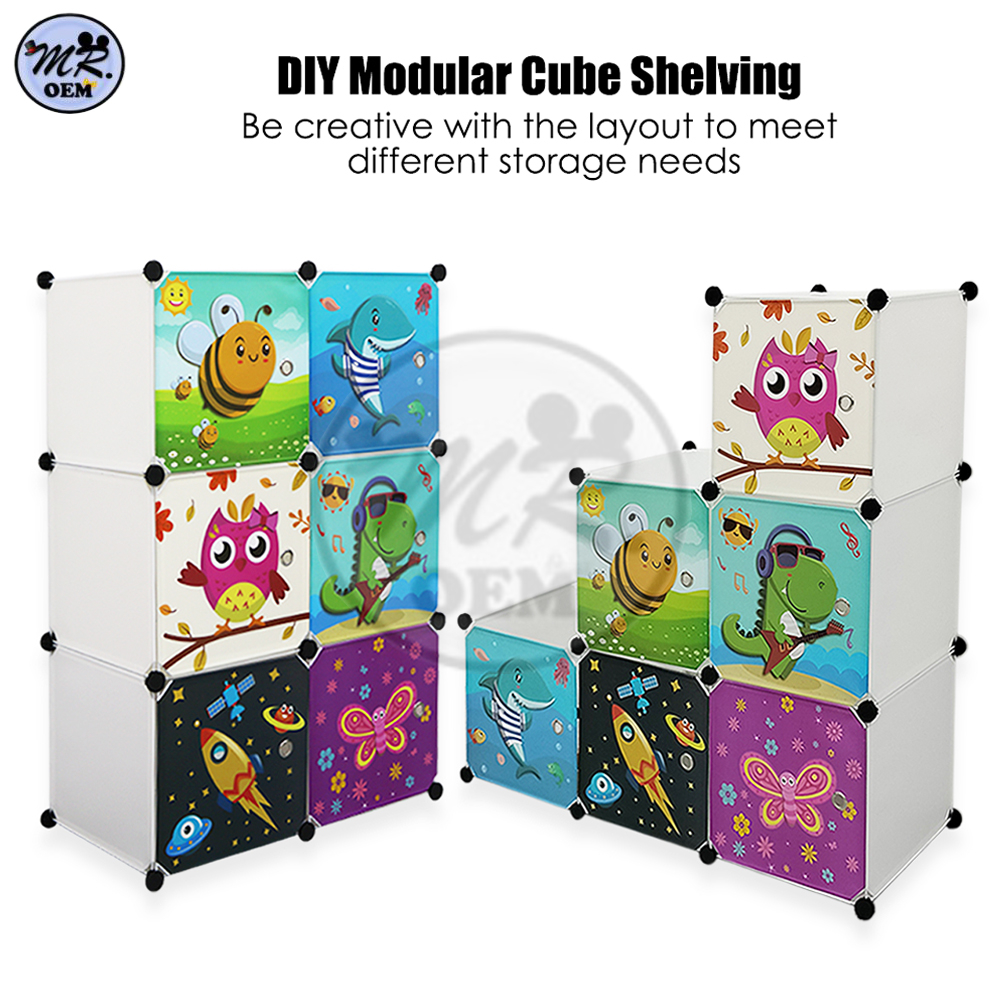 MR OEM 6 Cubes Kids Wardrobe Animals Cartoon Cabinet / Almari Baju ...