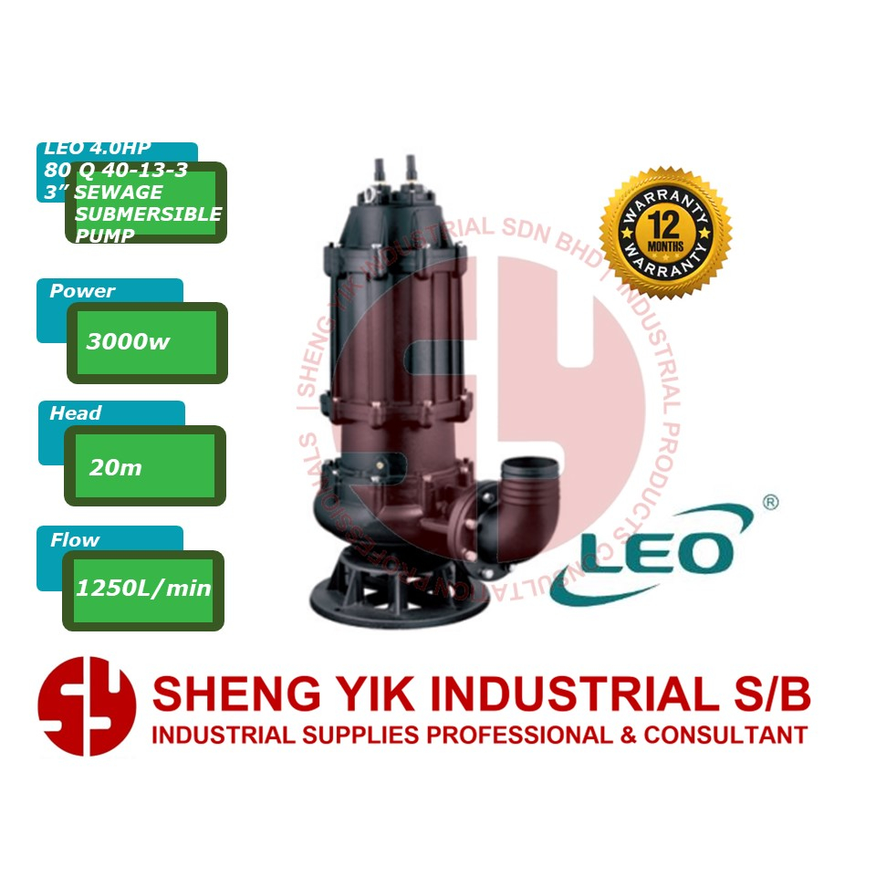 SYI LEO 4HP SEWAGE SUBMERSIBLE PUMPS 80 WQ 40-13-3 , 100 WQ 60-9-3 ...