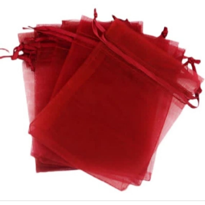 50/100 pieces (10x12.5cm) RED Organza Mesh bag/ mini gift/ party ...