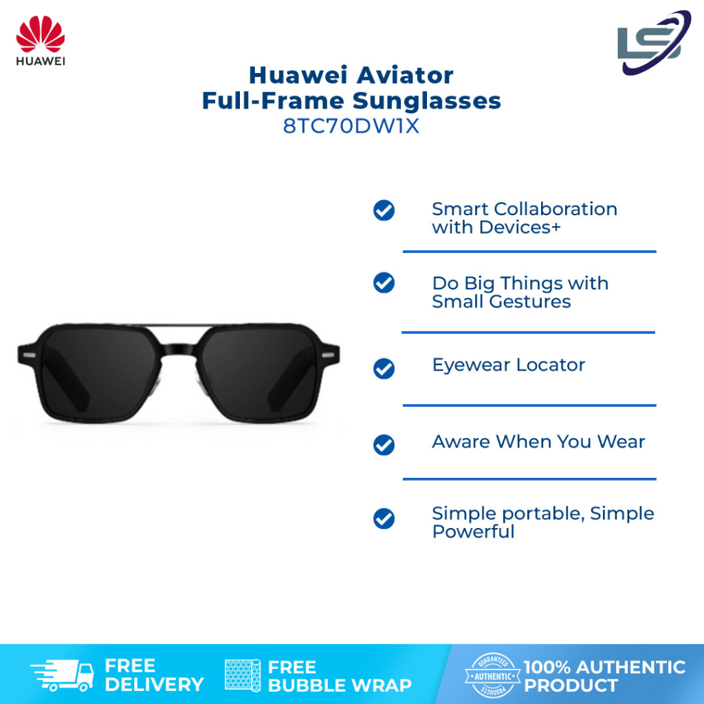 Huawei Aviator Full-Frame Sunglasses EVI-CG010 | Smart Controls | Smart ...