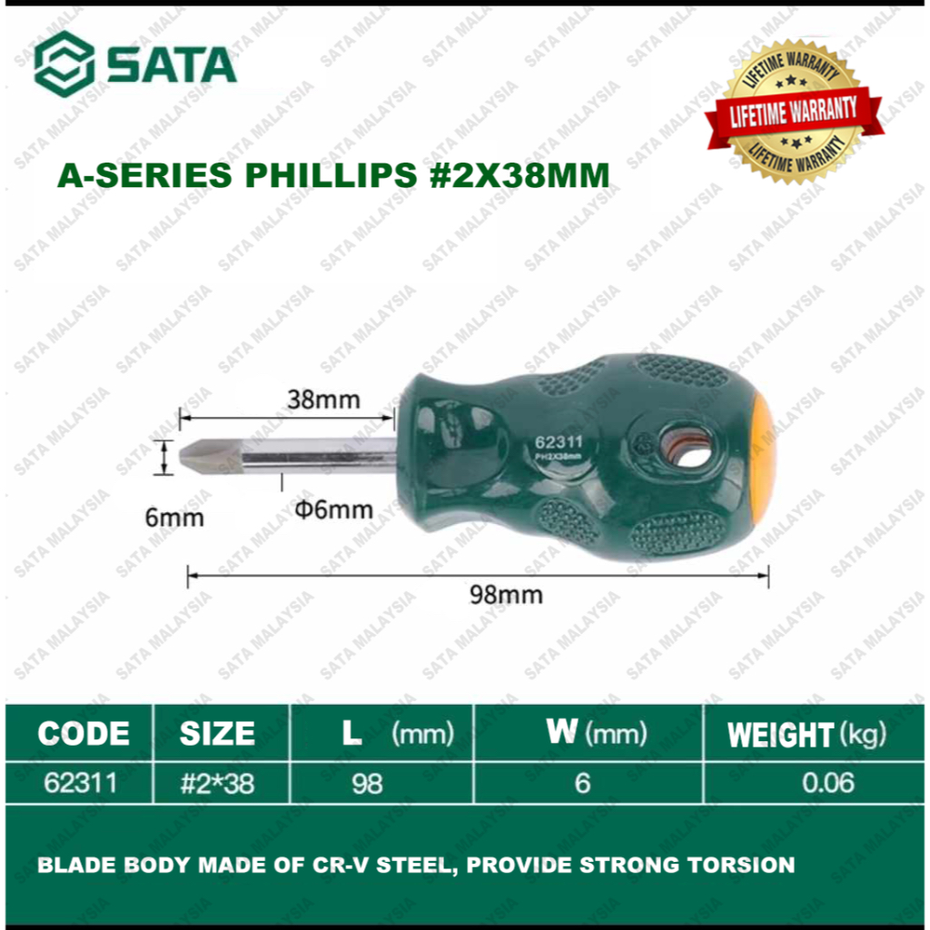 SATA A & T-Series Mini Size Screwdriver Philips Screwdriver Slotted ...
