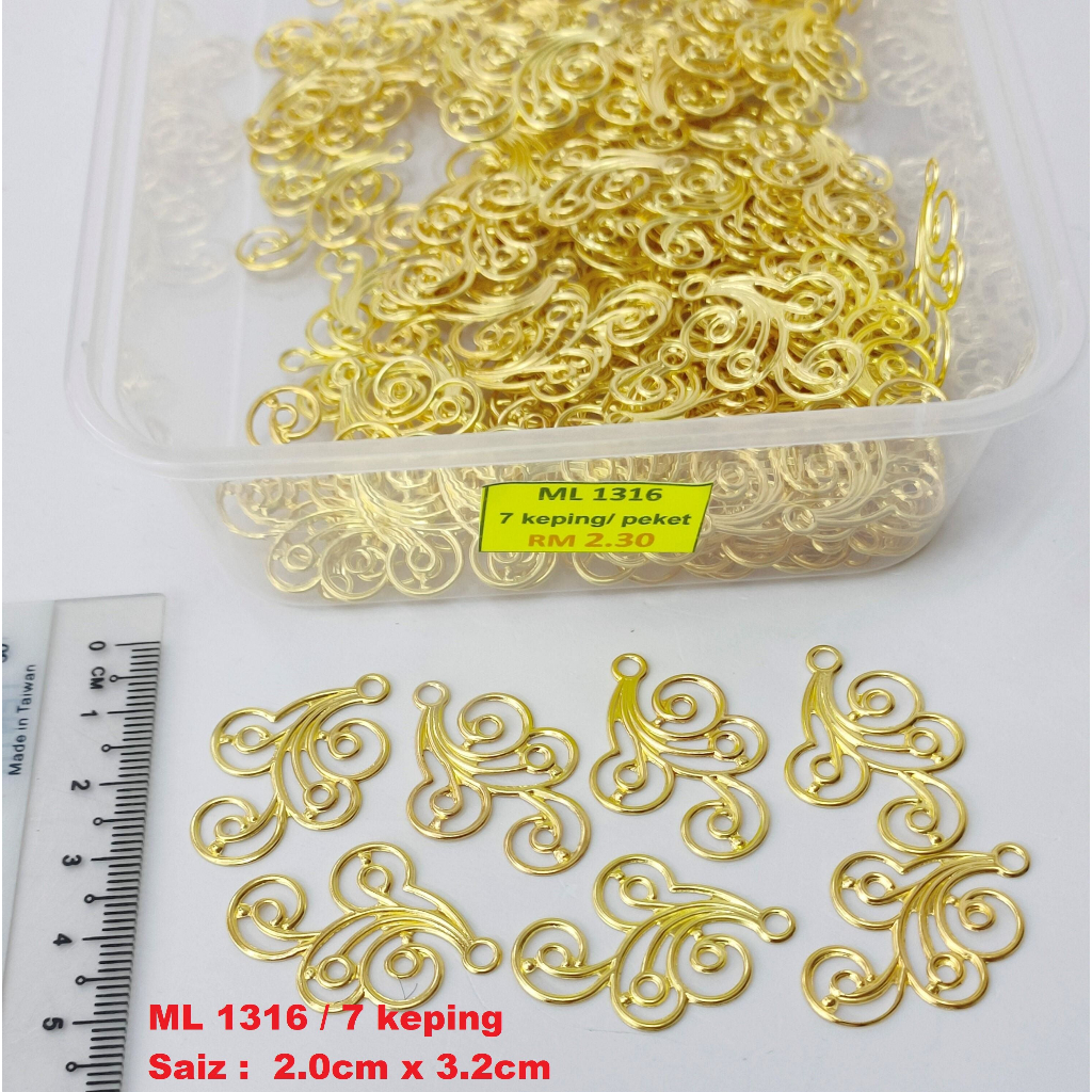 Kepingan besi emas bercorak kerawang untuk sanggul melintang | Shopee ...
