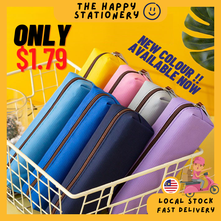 [Ready Stock] Simple Solid Colour Plain Pencil Case Student School ...