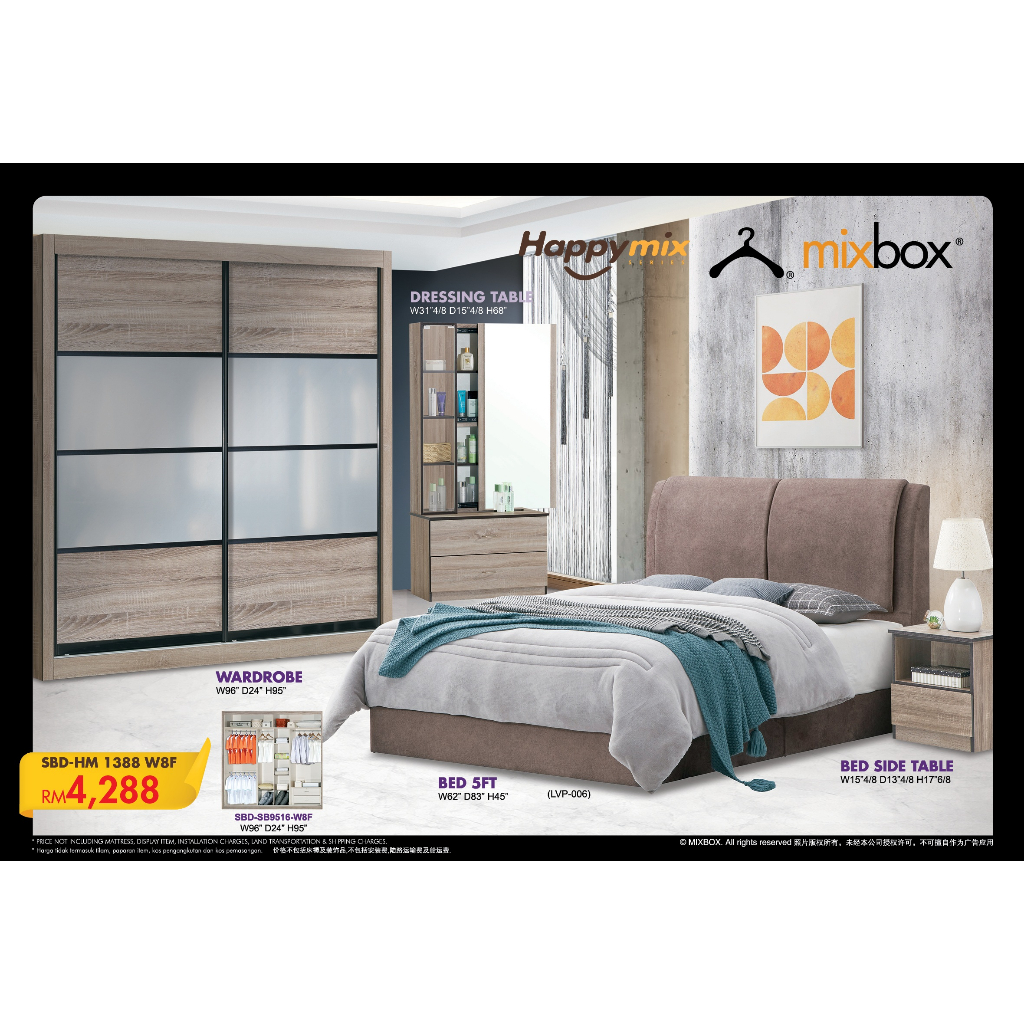 MIXBOX HAPPY MIX SERIES BEDROOM SET (SBD-HM1388) | Shopee Malaysia
