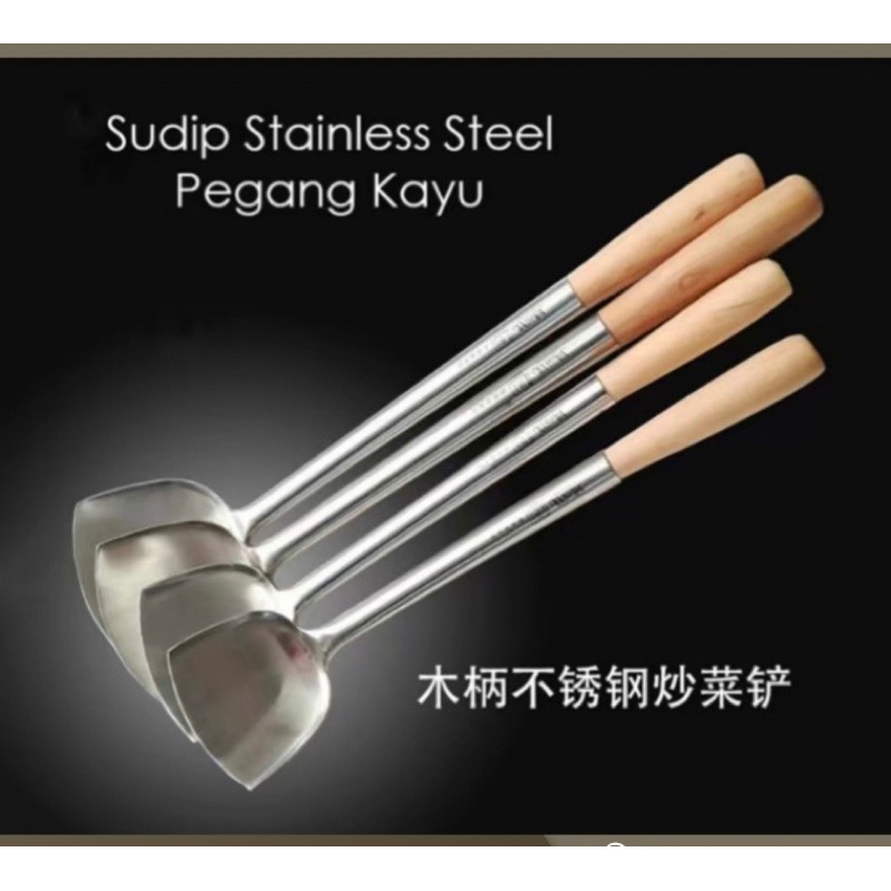 Mk.wares S/Steel Turner & Ladle WITH Wooden HDL/Sudip & Senduk Steel/Sudip & Senduk RESTAURANT ...