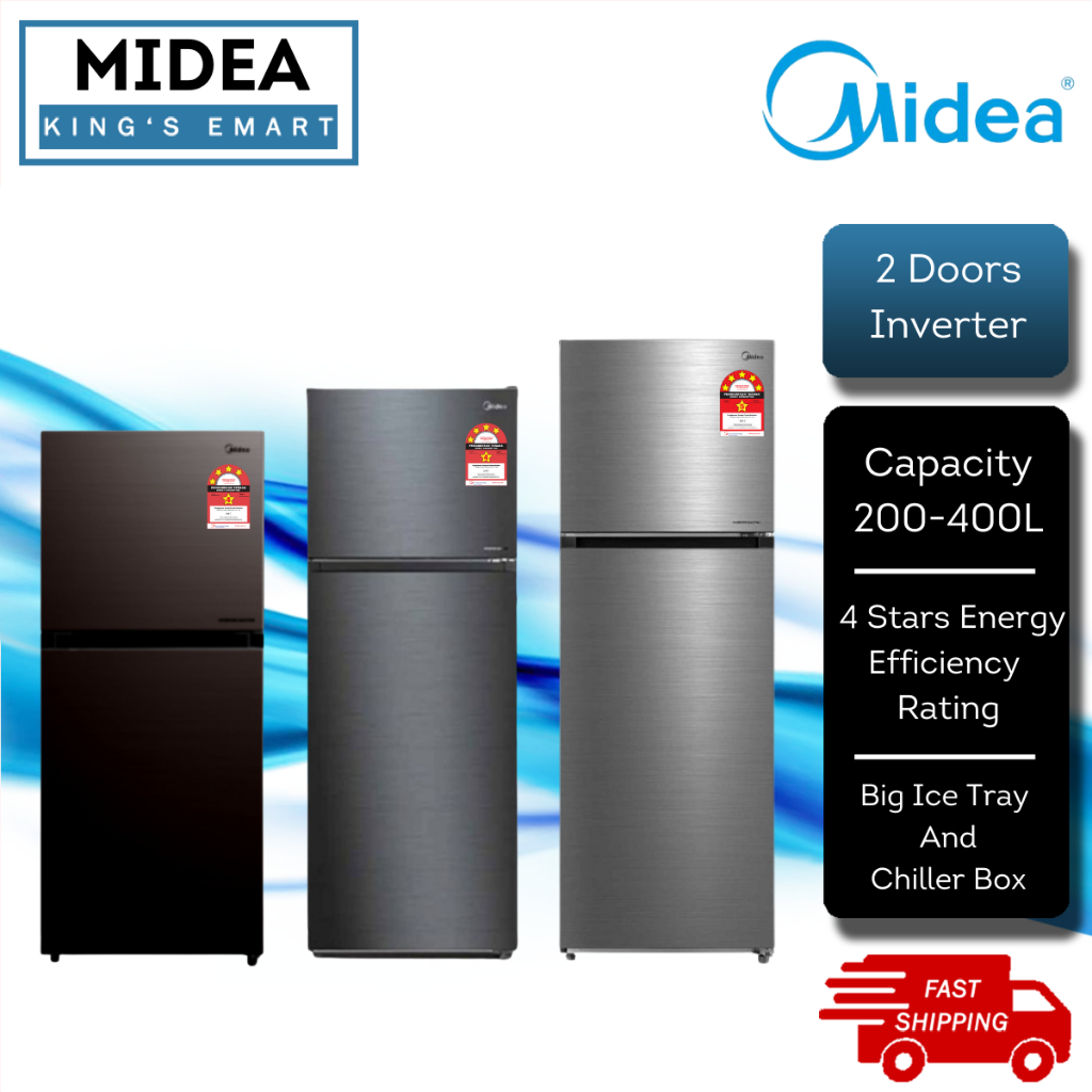 Midea 2 Door Inverter Quattro Refrigerator (200L/240L/280L/400L/490L) MDRT268MTB28 ...