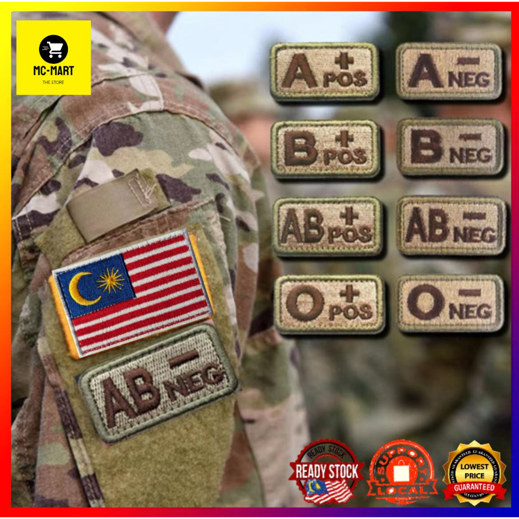 3D Tactical Patch Blood Type Group Military Patches for Clothes Embroidered Badges Stickers on ...