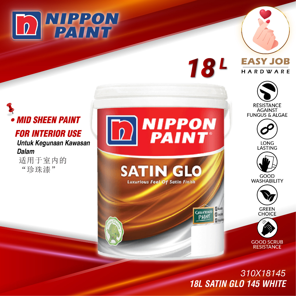 18L Nippon Paint Satin Glo Indoor Wall Paint 珍珠漆 | Shopee Malaysia