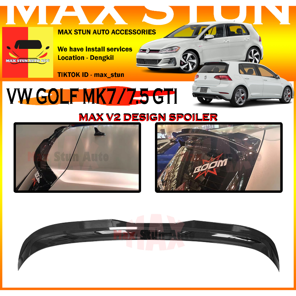 VOLKSWAGEN GOLF MK7 MK7.5 GTI MAX V2 STYLE REAR TRUNK SPOILER DUCKTAIL ...