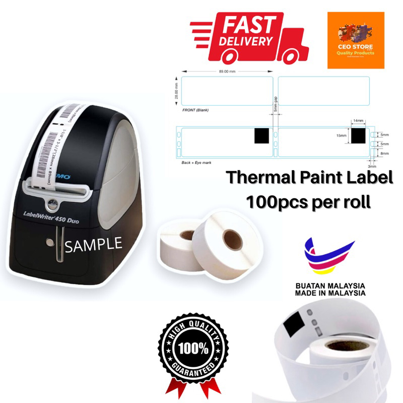 Dymo Label sticker Thermal Paint Label 28mm x 89mm Standard Address ...