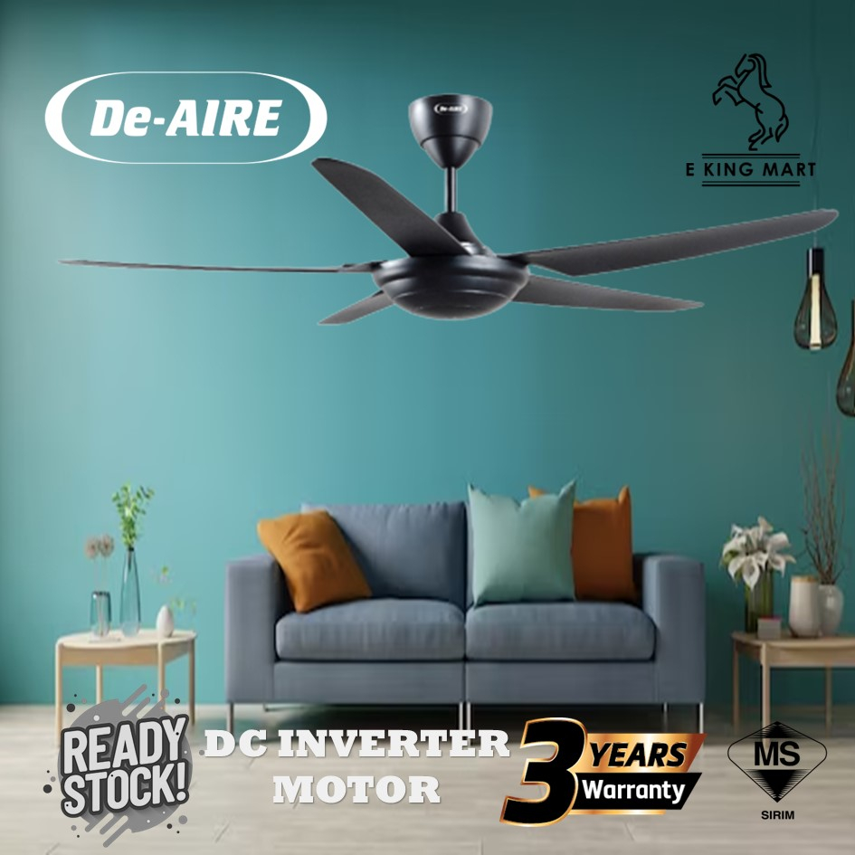 DEKA Ceiling Fan DS11 Matt Black 5 Blades 5 Speed / De Aire 7 Speed ...