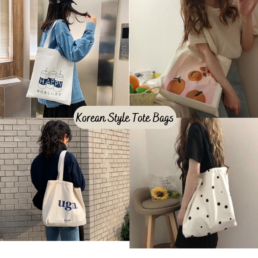 Canvas Woman Totebag | Korean Style Totebag | College Student Bag ...