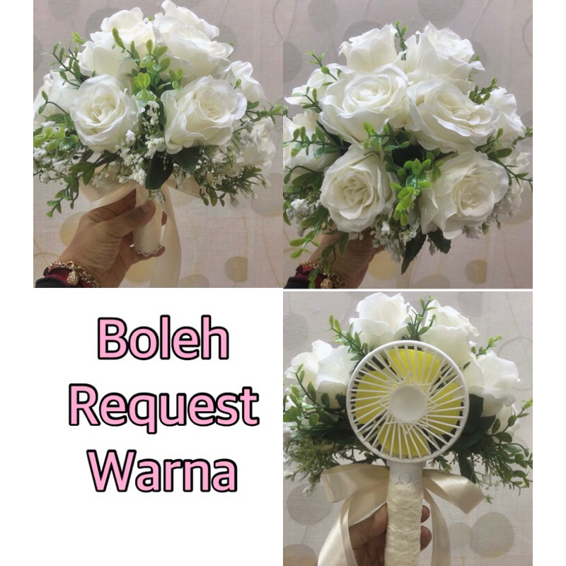 English Rose bunga Tangan Pengantin & Roses Minifan Bouquet | Shopee ...