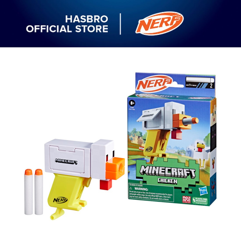 Nerf MicroShots Minecraft Chicken Blaster, Includes 2 Nerf Elite Foam ...
