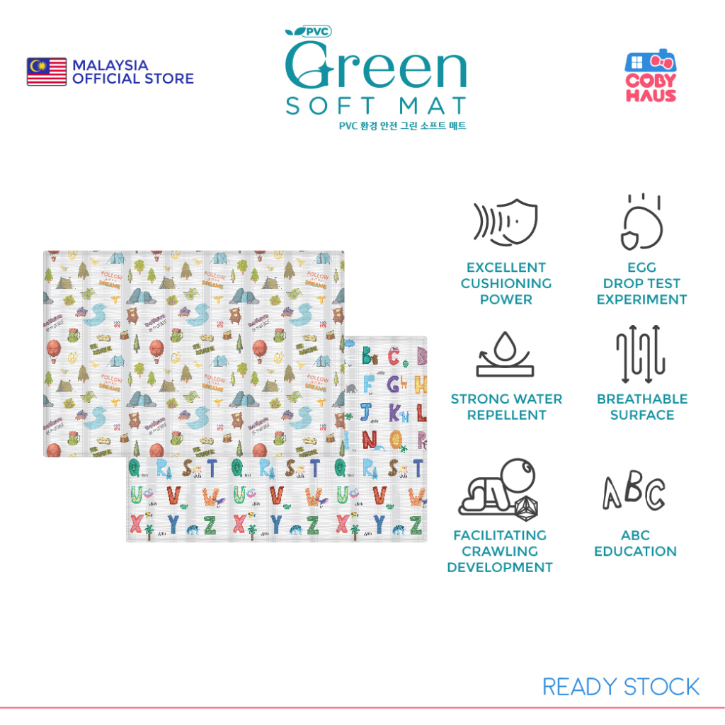 COBYHAUS PVC Green Soft Mat Double Sided Baby Playmat (190cm*130cm*1 ...