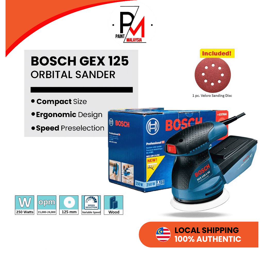 BOSCH GEX 125 Random Orbital Sander Professional Bosch Sander Machine ...