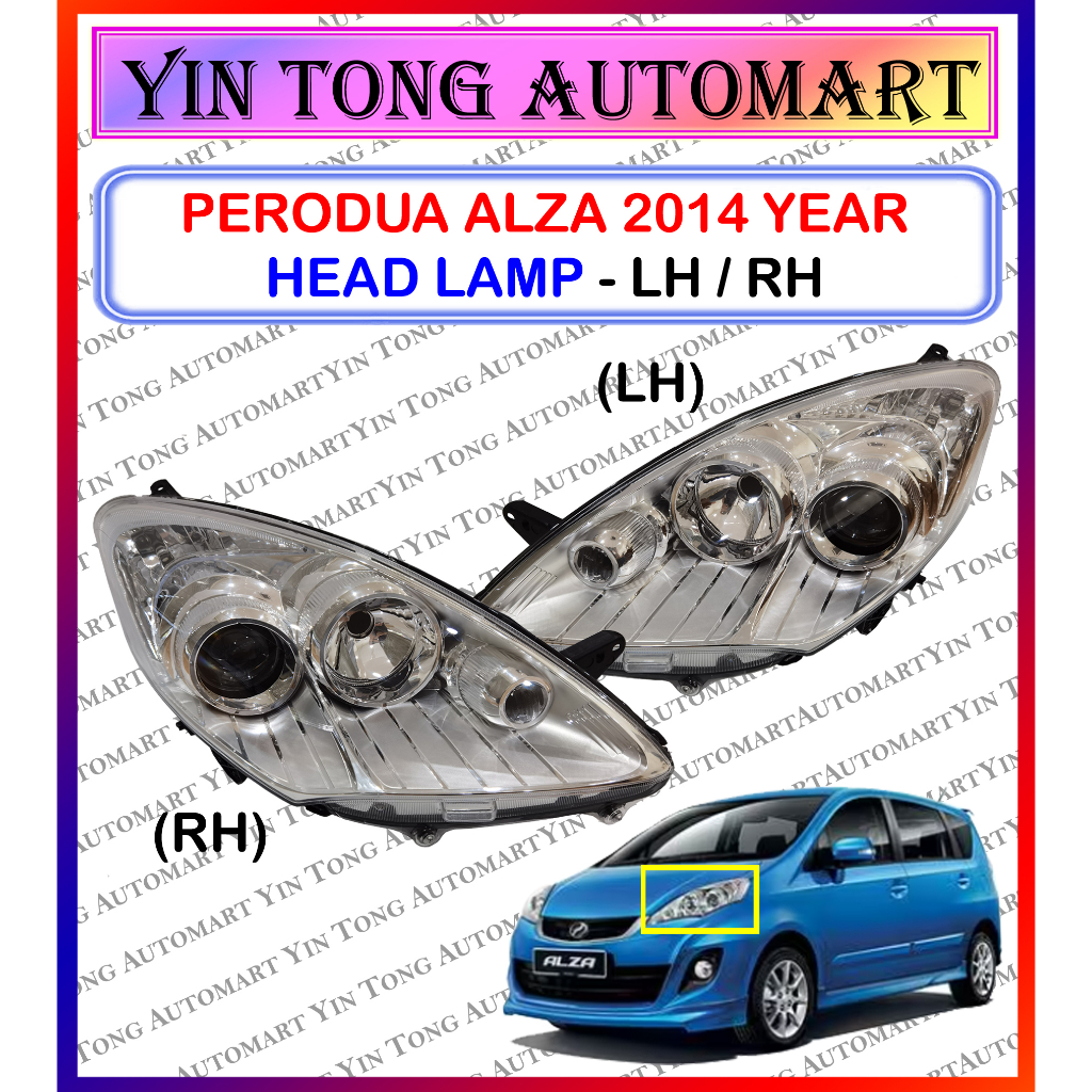 PERODUA ALZA 2014 YEAR HEAD LAMP LAMPU DEPAN WITH OR WITHOUT BULB - 1PC ...