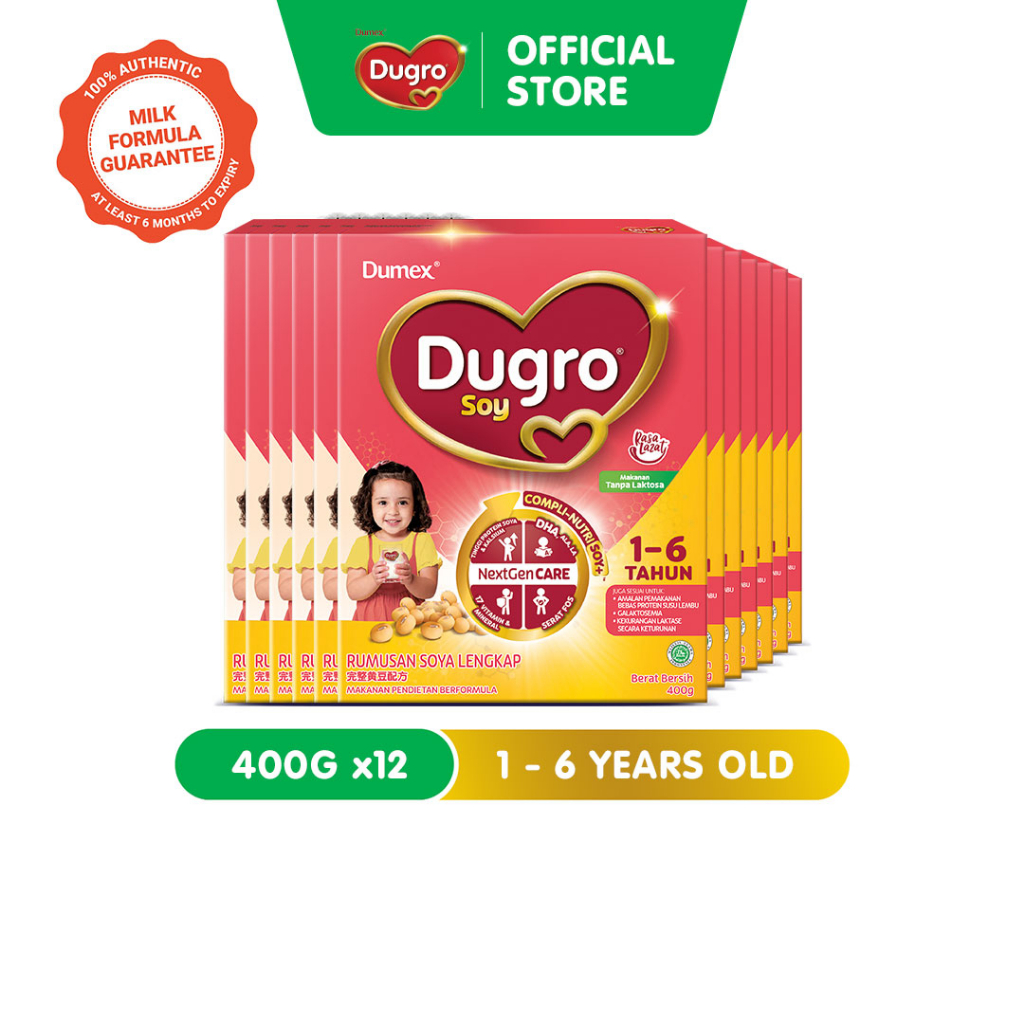 Dumex Dugro Soy Tailored Nutrition Milk Formula 1-6 years (400g x 12 ...