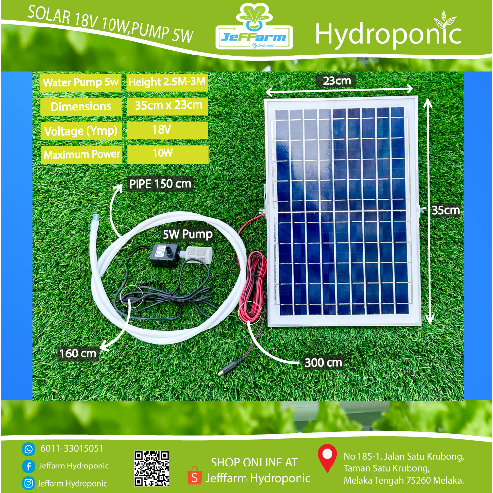 SOLAR PANEL 18V 10W | SUBMERSIBLE WATER PUMP 5W 240/H HEIGHT 2.5 - 3 ...