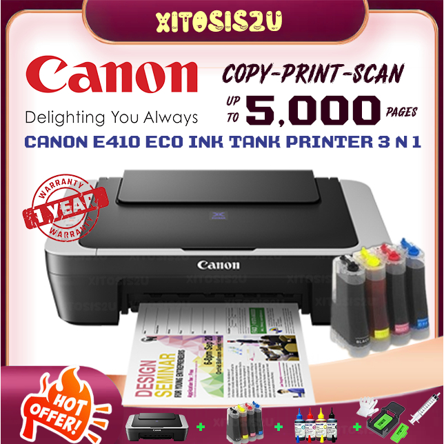 Canon E410 Compatible ECO INK TANK PRINTER 3 IN 1 [Copy-Print-Scan] | Shopee Malaysia