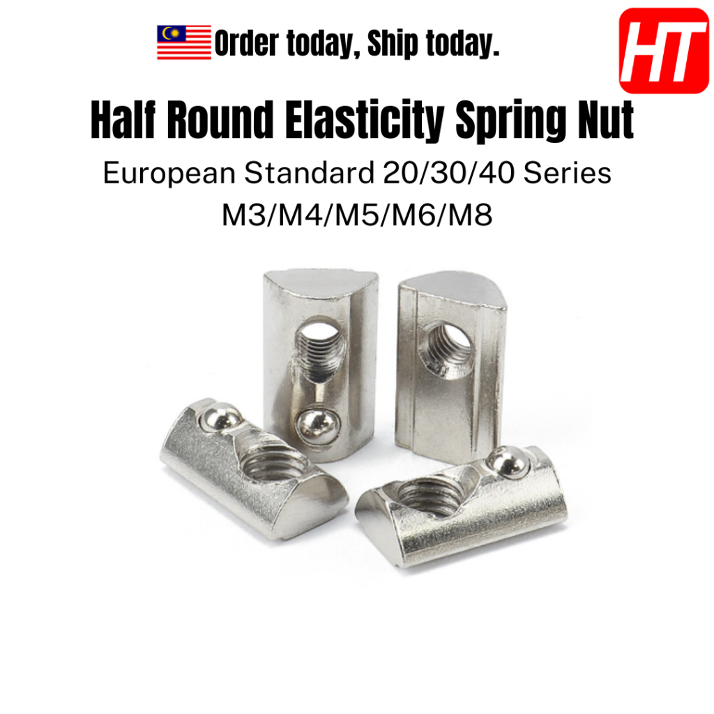 [1PC] Ball Spring/Half Round Elasticity Spring T Slot Nut for 20/30/40 ...