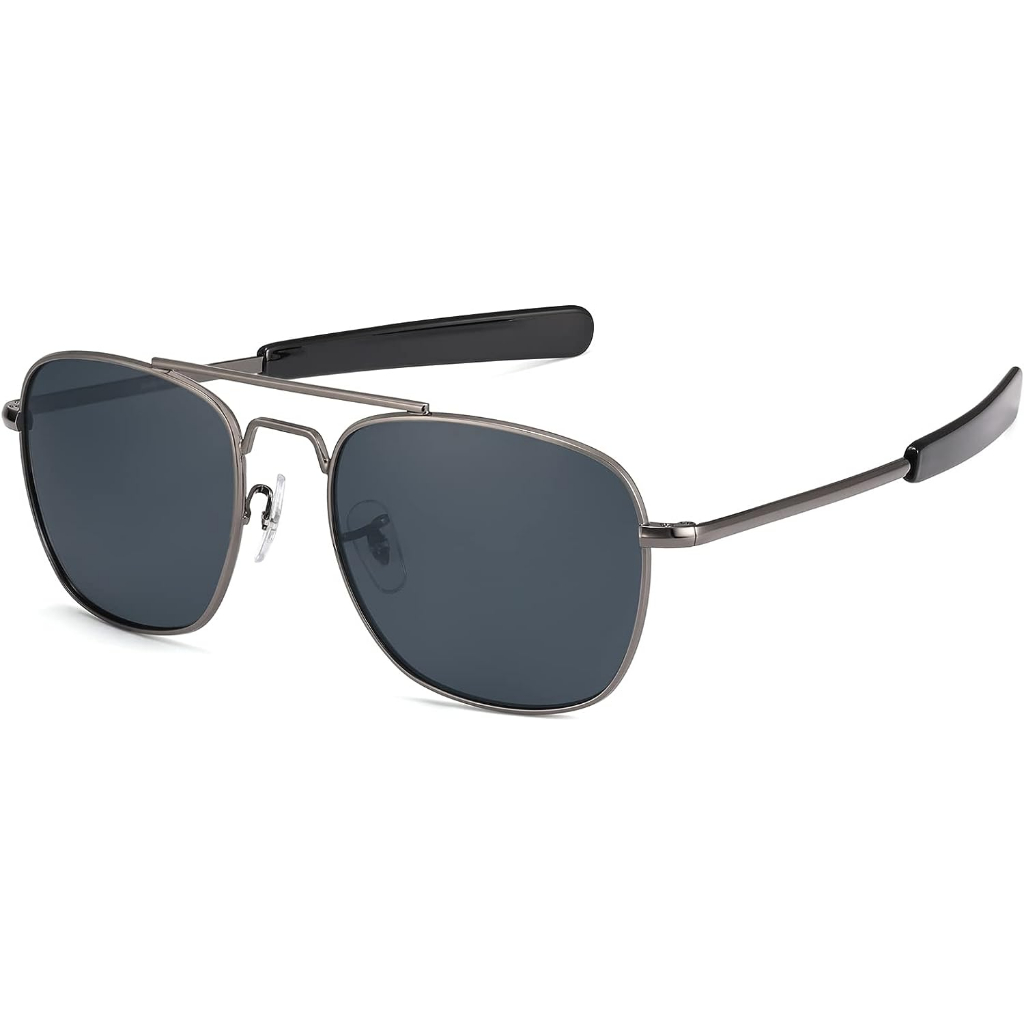 Iohlng Mens Aviator Sunglasses Polarized 55mm Pilot Military Square