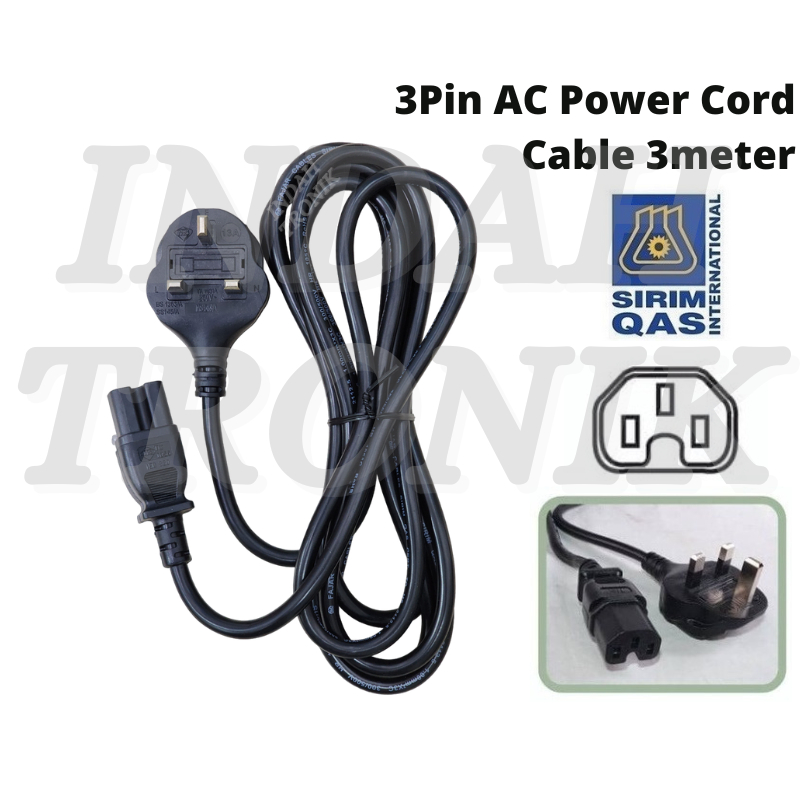 AC 3pin Molded 13A Plug Power Cord/ Kettle Cord ( Sirim Approved ...