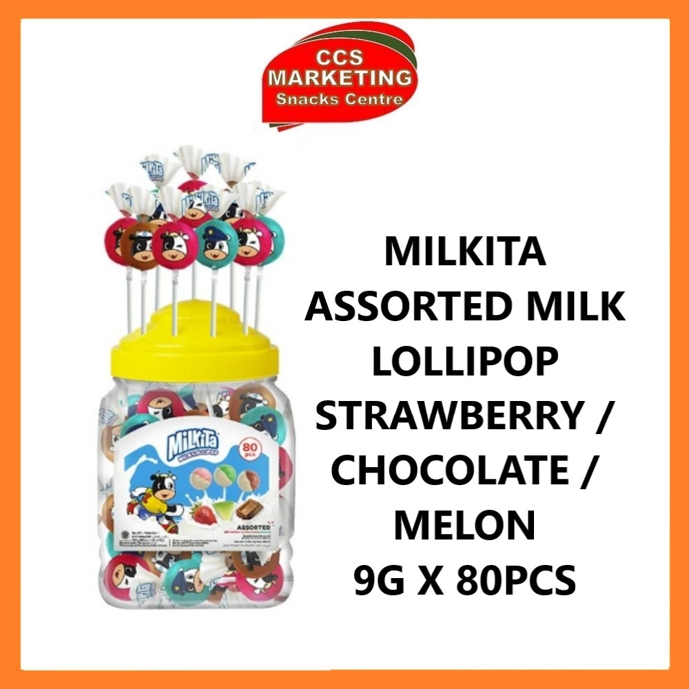 CCS Milkita Assorted Milk Lollipop Strawberry / Chocolate / Melon 1Jar ...
